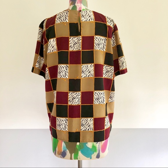 Vintage | Tops | Vintage 8s Zebra Checker Top | Poshmark
